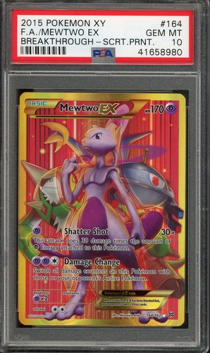 2015 Pokemon XY BREAKthrough #164/162 Mewtwo EX Secret Full Art PSA 10 ...