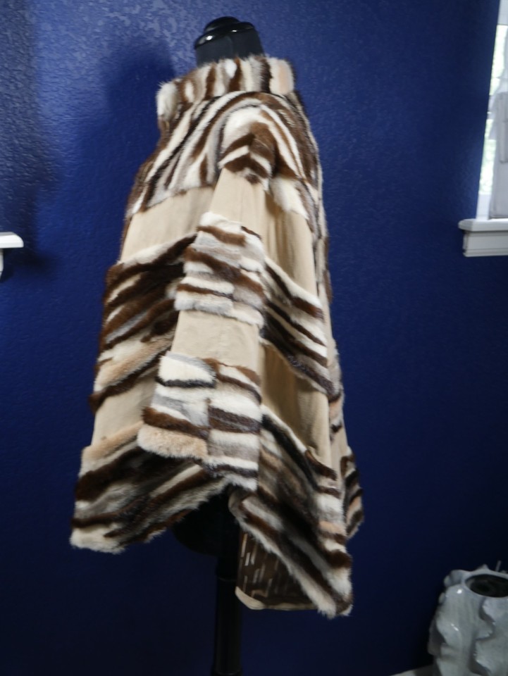 Beautiful Mink Fur & Suede Poncho Coat Jacket | eBay