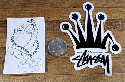 Stussy Black / Clear Crown Vintage Skateboarding decal STICKER NOS ...