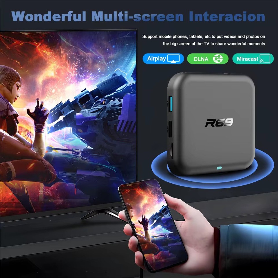 R69 Android 14 TV Box 8/16/32 Quad Core HD 4K HDMI WIFI 6 Media Player ...