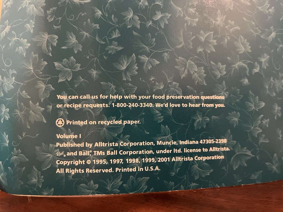 Ball Blue Book Home Canning, Freezing & Dehydration 2001 | eBay