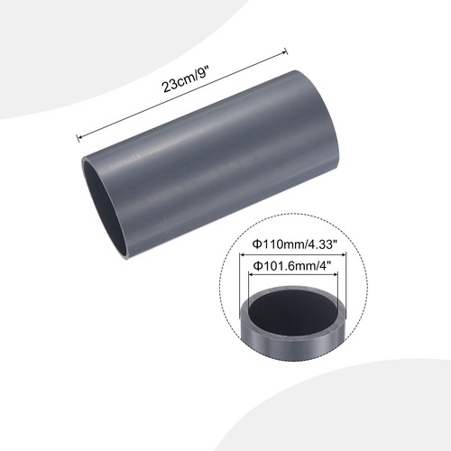 PVC Rigid Round Pipe 101.6mm ID 110mm OD 9" Length Light Grey, High ...