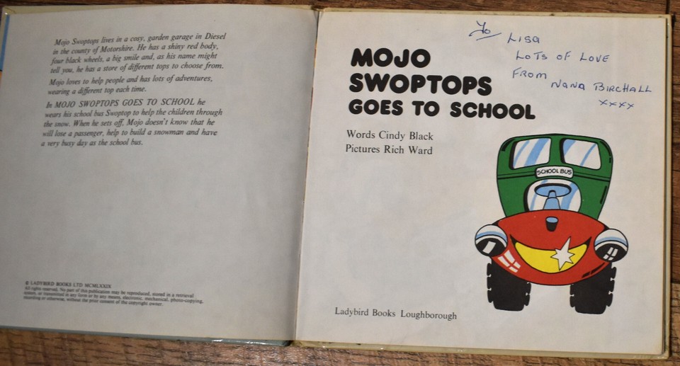 Mojo Swoptops goes to school bus book by Cindy Black Vintage Ladybird ...