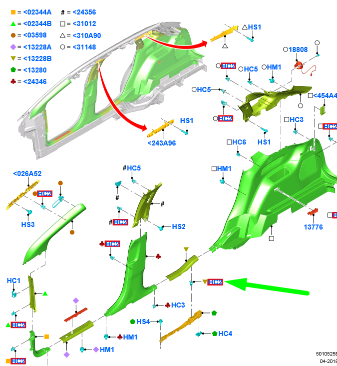 FORD EDGE MK2 Side Trim Panel Clip 4864602 W710338-S424 NEW GENUINE ...