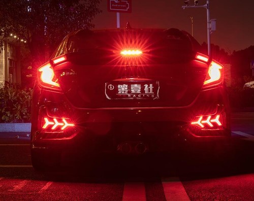 Red Strip Led Rear Fog Light Lamp Streamer For Honda Civic Hatchback ...