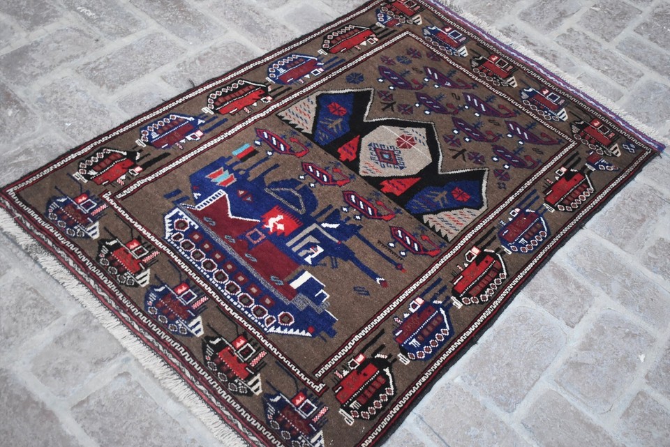 Handmade Vintage Afghan Soviet War Carpet Persian Tribal Baluchi Wool ...