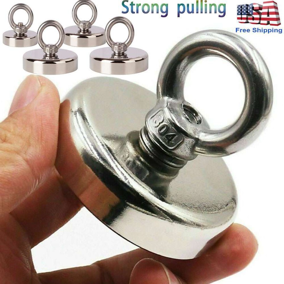 Neodymium Fishing Magnets upto 1000LBS Pulling Force Strong Round Rare ...