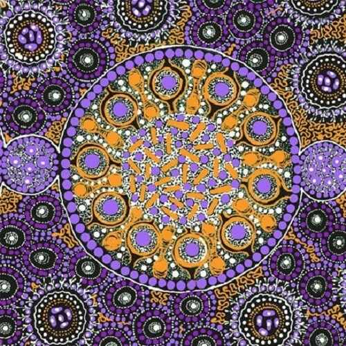 FRESH LIFE AFTER RAIN by Aboriginal Artist Christine Doolan-Fabric- P ...