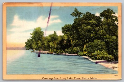 Postcard Greetings From Long Lake Three Rivers Michigan MI c1940 VTG G5 ...