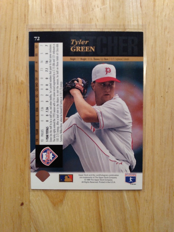 1994 Upper Deck Tyler Green #72 - Philadelphia Phillies | eBay
