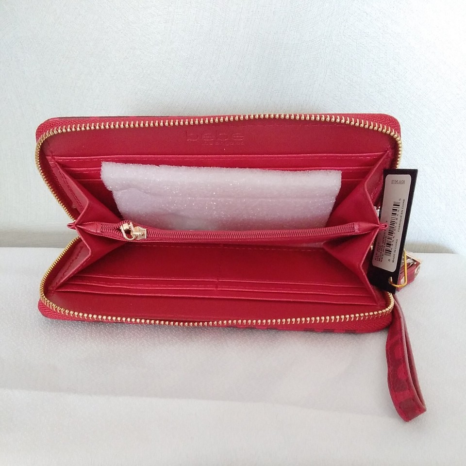 Bebe Wristlet Wallet Red Zip Around Purse | eBay