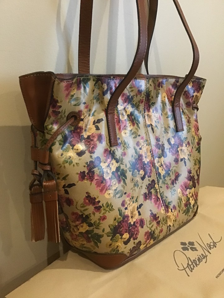 NWT PATRICIA NASH Kemble Tote Handbag ANTIC ROSE Print LEATHER Tassels ...