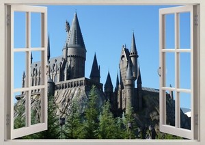 Harry Potter Castle Hogwarts Wizard 3d Effect Window Wall View Sticker ...