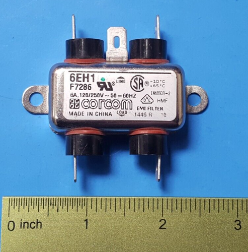 Power Line Filter, 6EH1 , TE Connectivity, 50Hz/60Hz, 6A, 250VAC, Panel ...