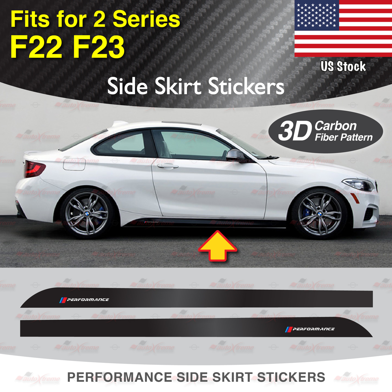 For BMW F22 F23 2 Ser Performance Side Trim Decal 3D CARBON PATTERN ...