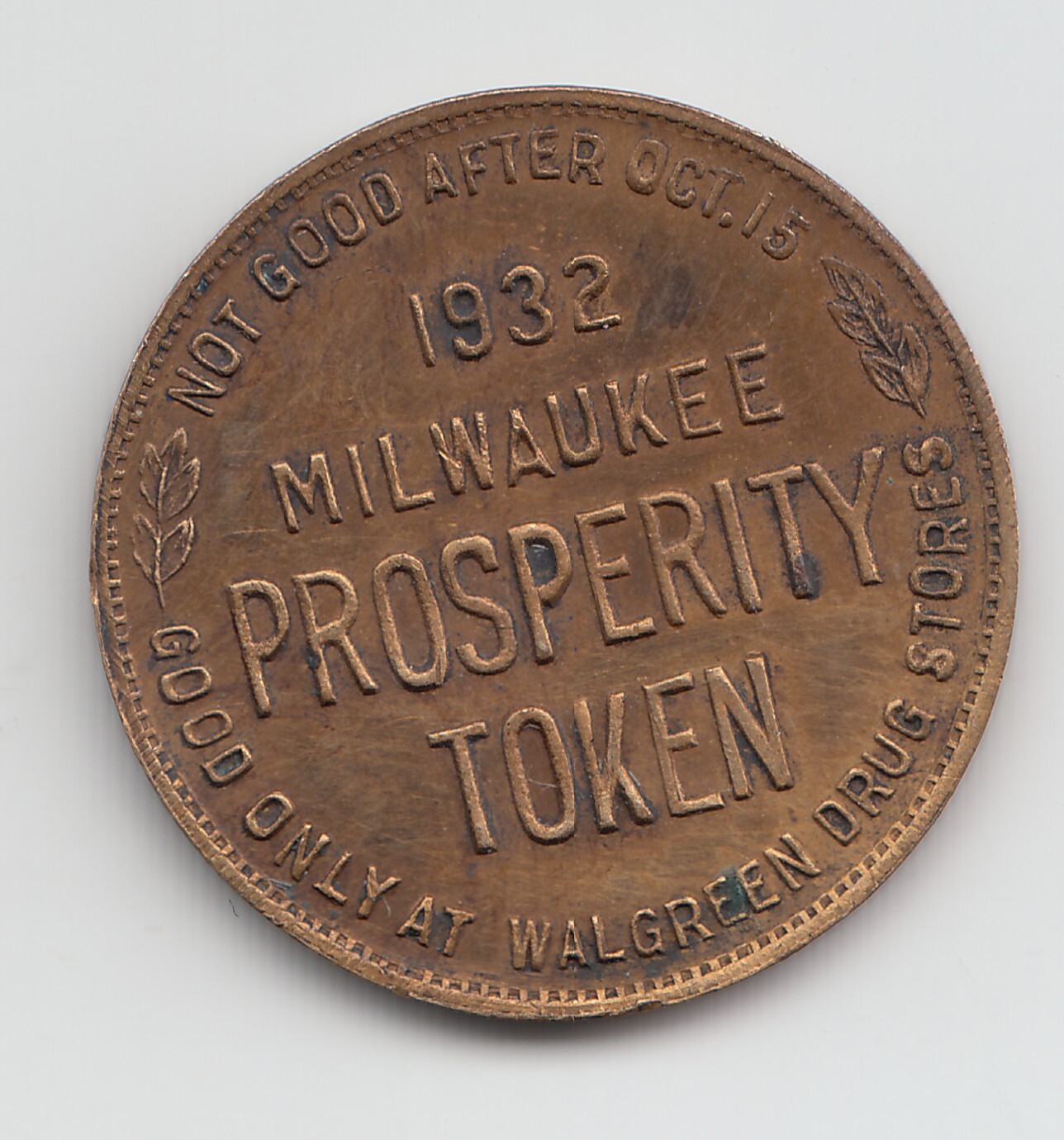 1932 Milwaukee Prosperity merchant trade token 10 cents Powder Puffs ...