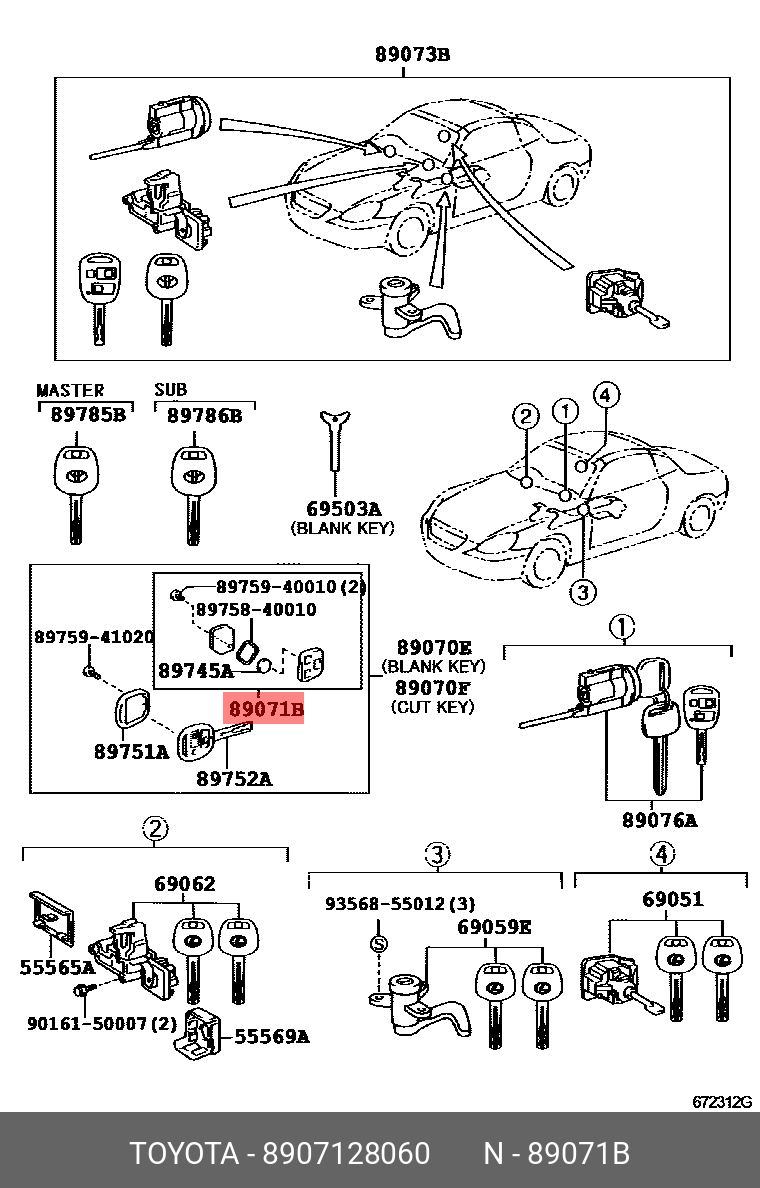 Genuine OE module set, transmitter sub-assy, door control, 8907128060 ...