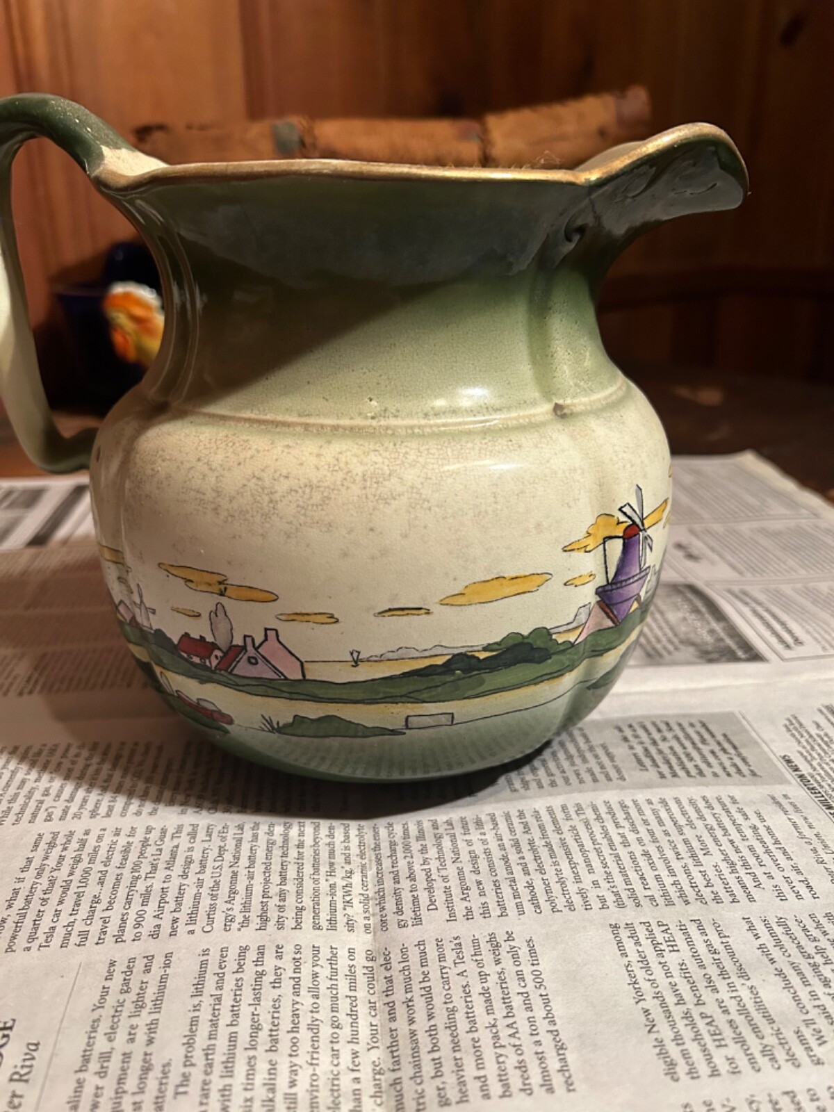 Rare Antique Haynes Ware Hand Painted Holland Sunset Pitcher Made In ...