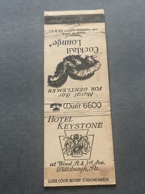 Vintage Pennsylvania Matchbook: “Hotel Keystone” Pittsburgh, PA | eBay
