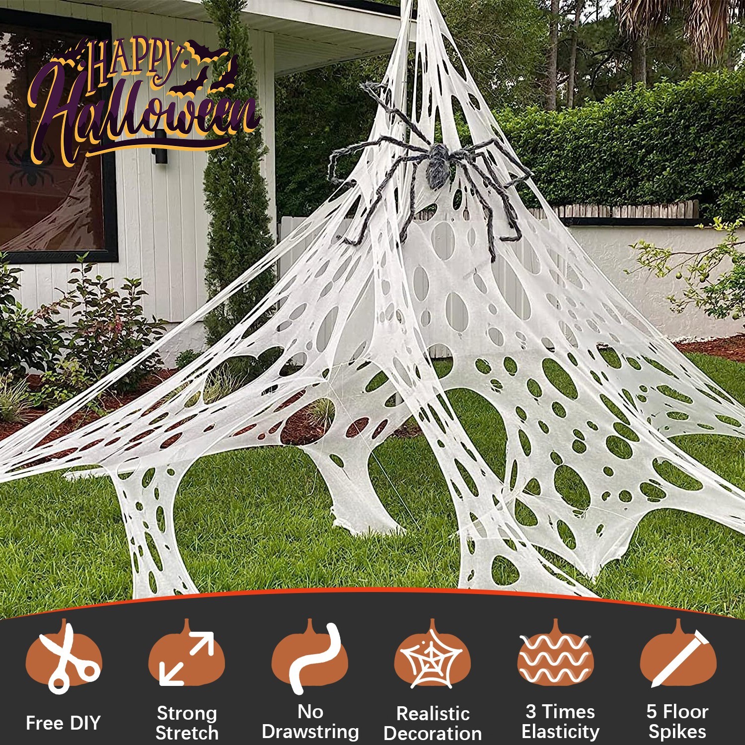 35" Halloween Giant Scary Spider Haunted House Prop Indoor Outdoor ...