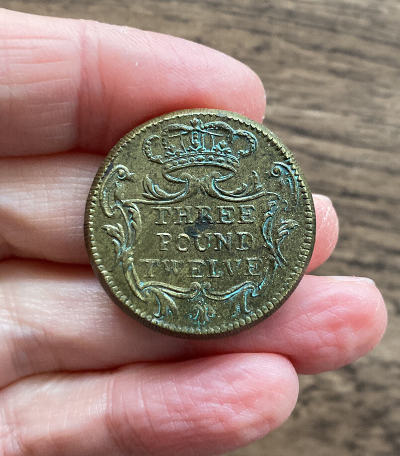 18TH CENURY. BRASS COIN WEIGHT. 3 POUNDS AND | Grelly UK
