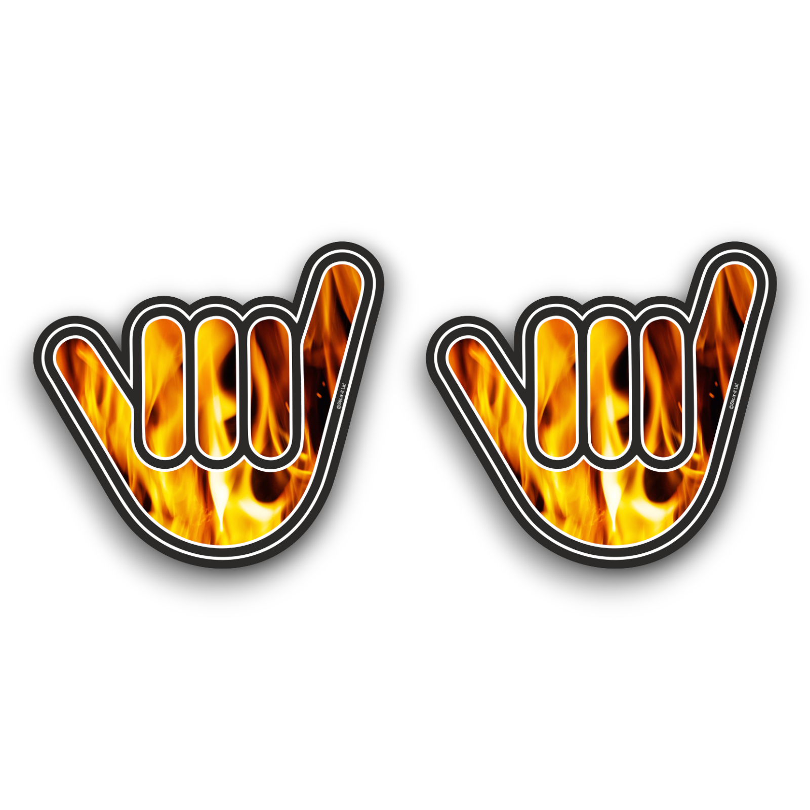 2x Cool Orange Fire Flames No Worries Hand Sign Vinyl Car Sticker ...