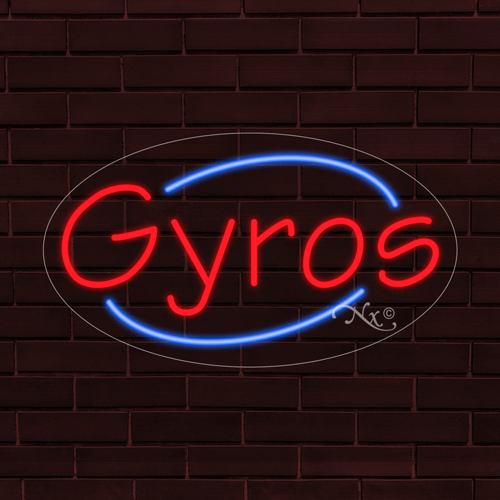 NEW "GYROS" w/BORDER OVAL 28x16x1 INCH LED FLEX WINDOW/WALL INDOOR SIGN ...