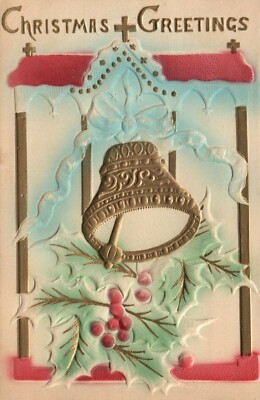 Antique Christmas Greetings Embossed Gilded Postcard Posted | eBay