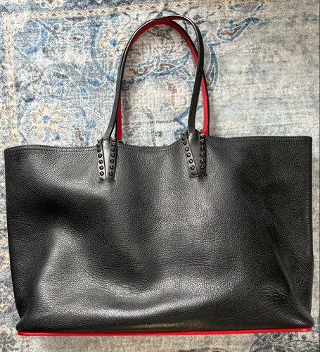 Auth CHRISTIAN LOUBOUTIN Cabata Black Red Leather Tote Bag 250528 | eBay