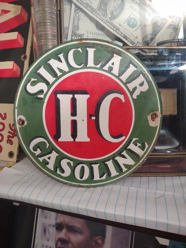 VINTAGE SINCLAIR HC GASOLINE PORCELAIN GAS PUMP ADVERTISING SIGN | eBay