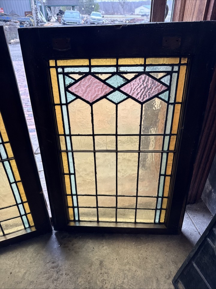 Sg5236 Two Av Price Each Antique Stained Glass Window 19.5 X 28 | eBay
