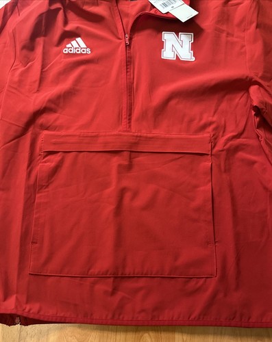 Adidas Nebraska Cornhuskers Coaches 1/4 Zip Woven Jacket Men’s Red Size ...
