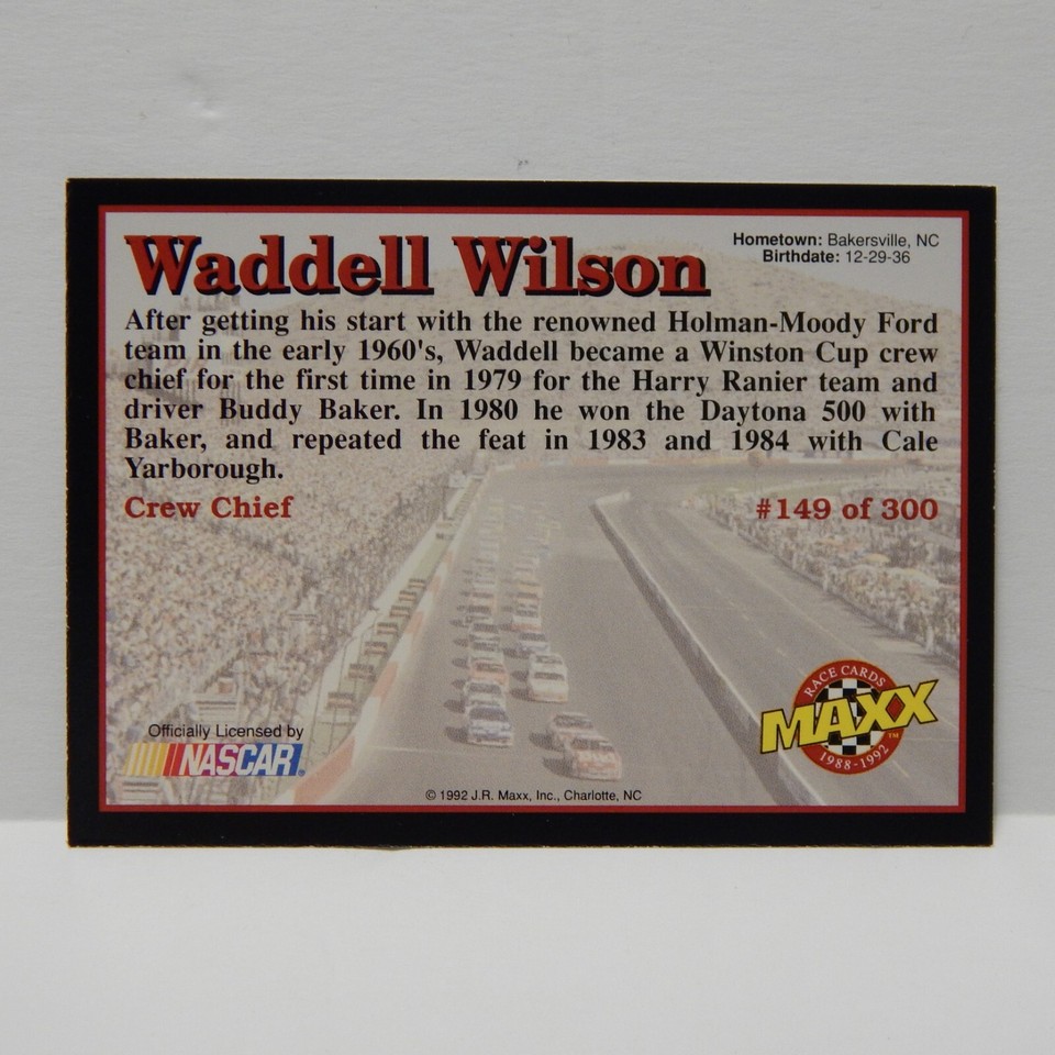 NASCAR Waddell Wilson Card 149 | eBay