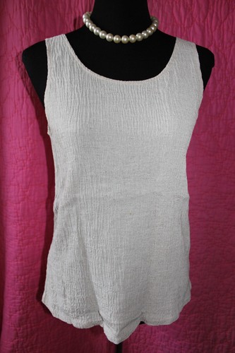 LAUNDRY Shelli Segal Beige Crinkled Rayon Linen Tank Top Size S Scoop ...