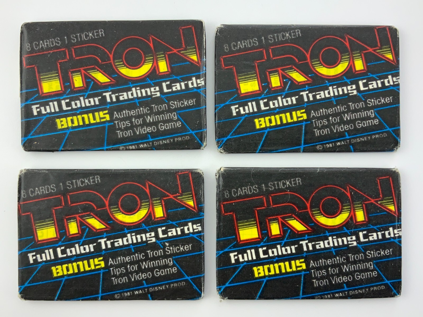 Tron Full Color Trading Cards 8 Cards 1 Sticker 1981 Walt Disney BB294 ...