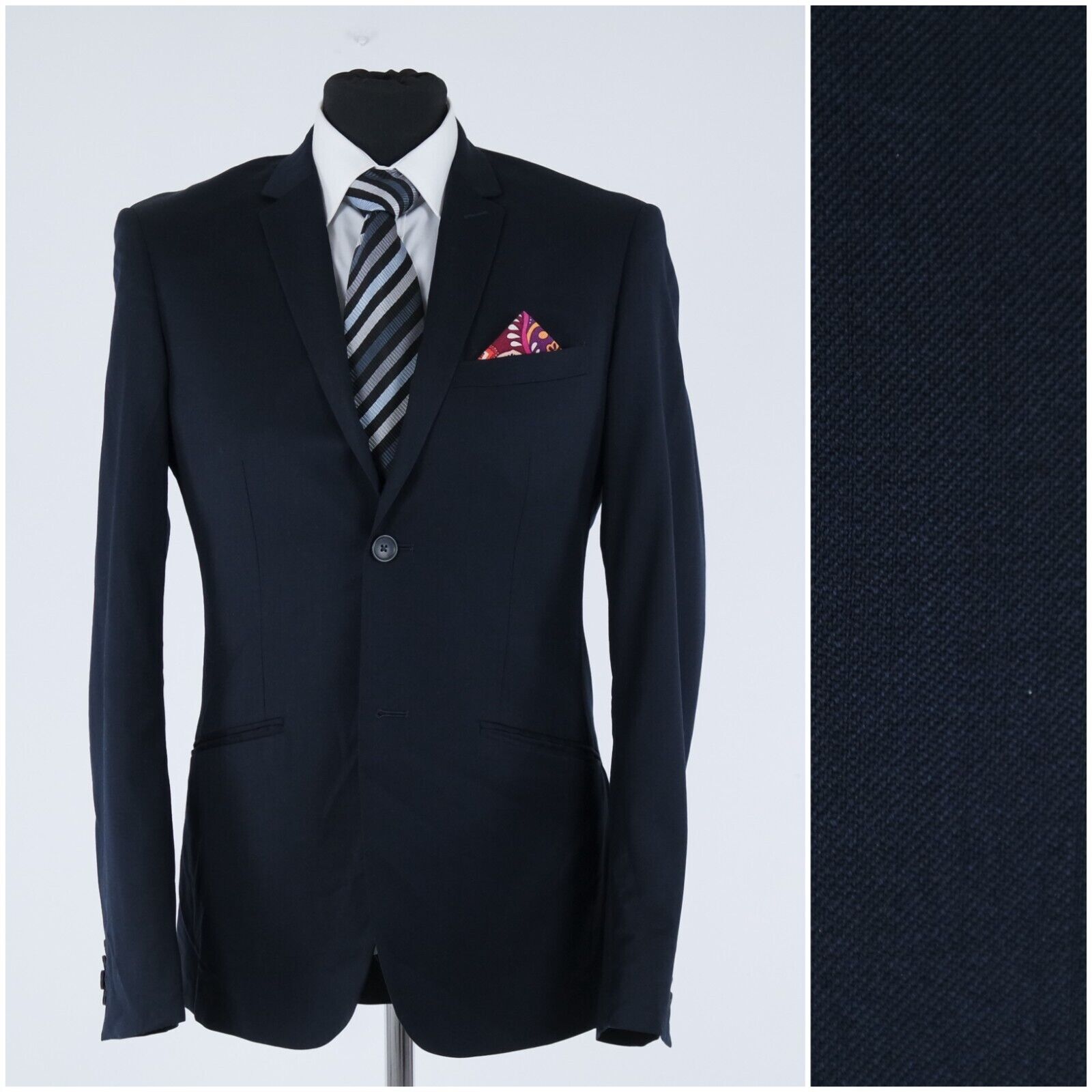 Mens Navy Blue Sport Coat 38R US Size MATINIQUE Super 120s Wool Blazer ...