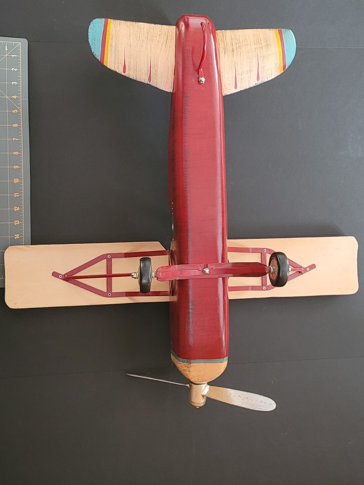 Wooden MONO AIRPLANE Vintage Tailhook Plane Model New Box Primitive ...
