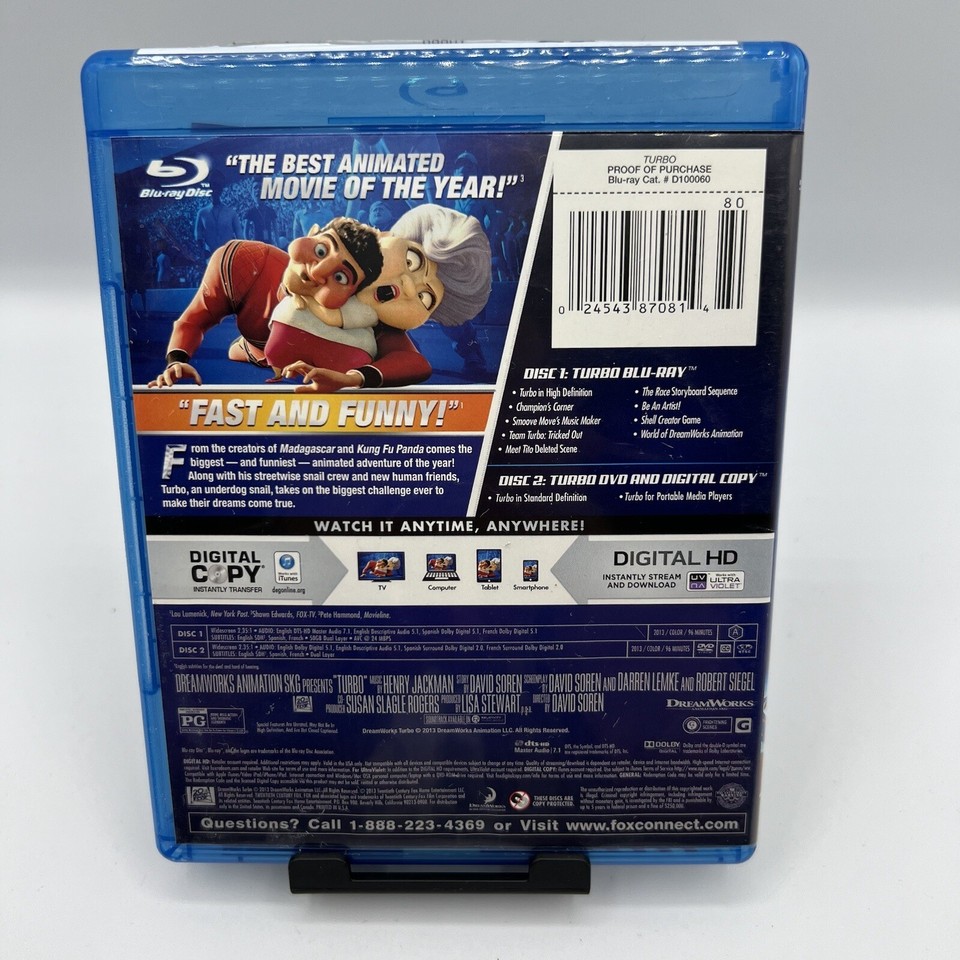 Turbo (Blu-ray/DVD, 2013, 2-Disc Set) DreamWorks | eBay