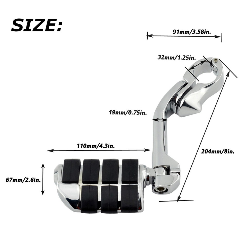 Chrome Long Highway Foot Pegs Crash Bar For Harley Cruiser Motorcycle 1 ...