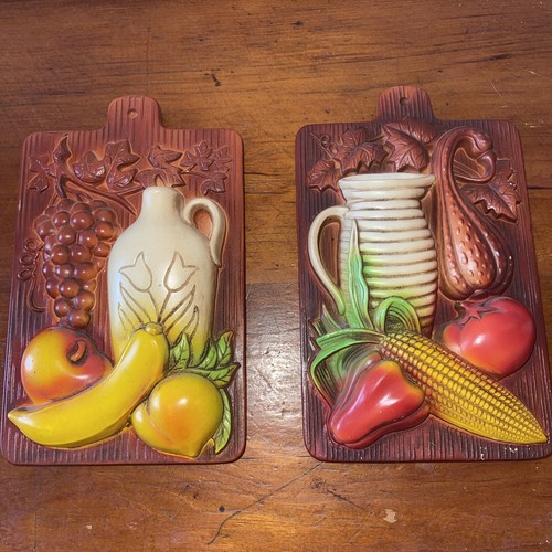 Vintage 1971 Miller Studio Chalkware Wall Plaques Fruit Vegetables Set ...