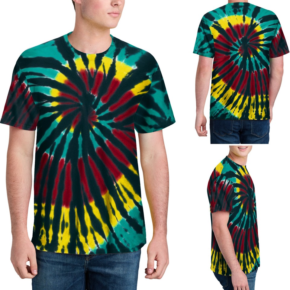 Spiral Tie Dye Mens 100% Cotton T-Shirt Blank Tye Dyed Tee S-4XL MANY ...