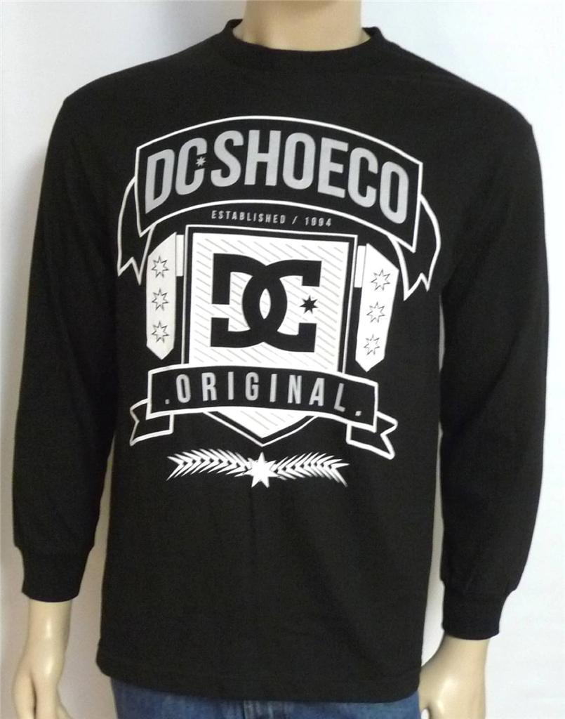 DC Shoes Original Banner Tee Mens Black Long Sleeve Shirt T-Shirt New ...