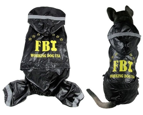 Black FBI Hoodie Vinyl Raincoat Rain Coat Jacket Clothes For Medium ...