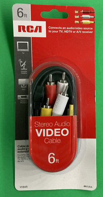 6ft 3-RCA Red White Yellow Composite Video Stereo Audio AV Cable Cord ...