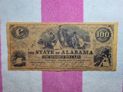 State of Alabama One Hundred Dollar Note 1864 Vintage Reproduction | eBay