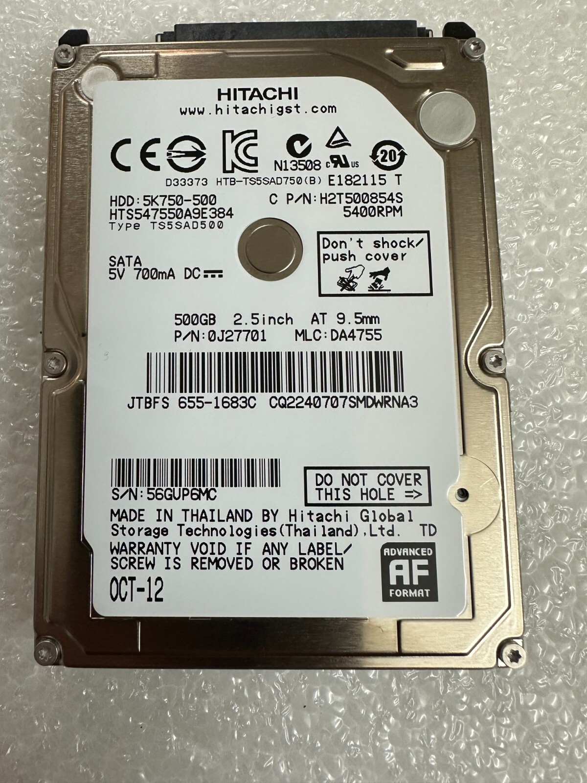 Hitachi HTS727550A9E384 Travelstar 7K750-500 500GB 7200RPM SATA 3Gb/s ...