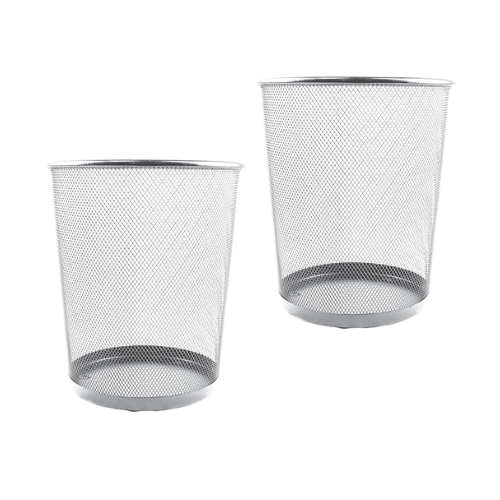 Waste Paper Bin - Metal Black / Silver - Dustbin - Store Smart Office ...