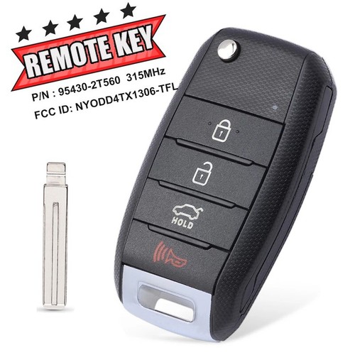 For 2014 2015 Kia Optima Keyless Enty Remote Flip Key Fob NYODD4TX1306 ...