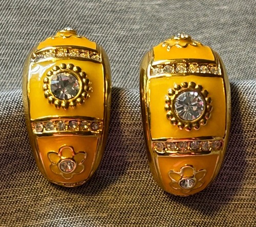 Joan Rivers Beautiful Yellow Clip On Earrings with Clear Stones | eBay