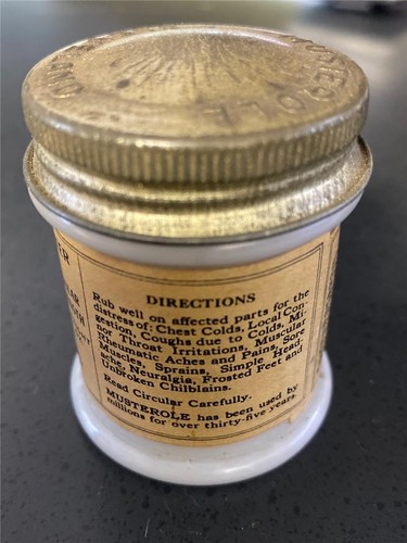 Vintage Musterole Mustard medical bottle with full label - chest colds ...